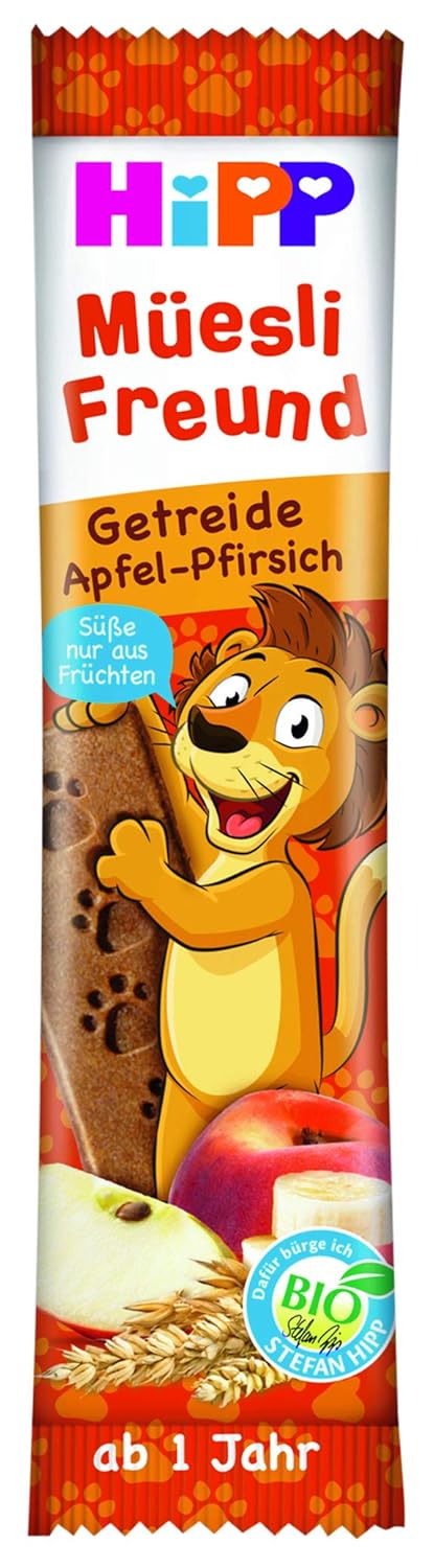 Hipp Bio-Riegel Müesli-Freund Löwe Getreide Apfel-Pfirsich, 24er Pack ...