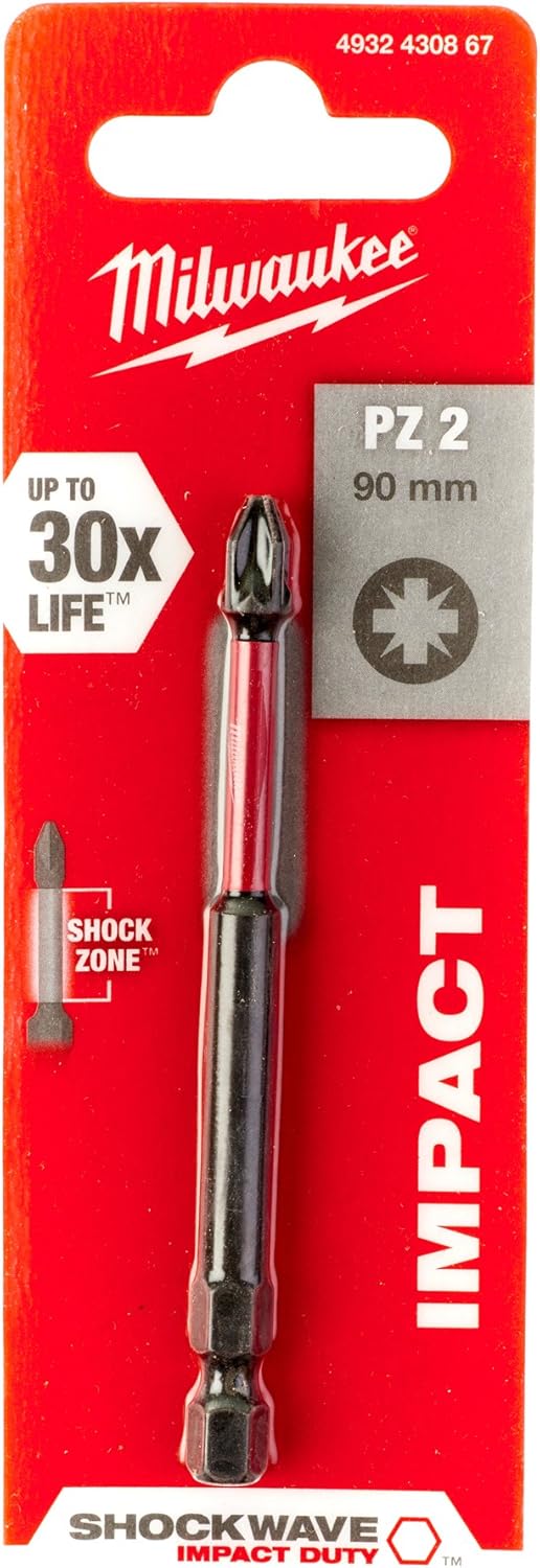 Milwaukee 4002395385294 Schrauberbit Shockwave Gen II PZ2 / 90 mm ...