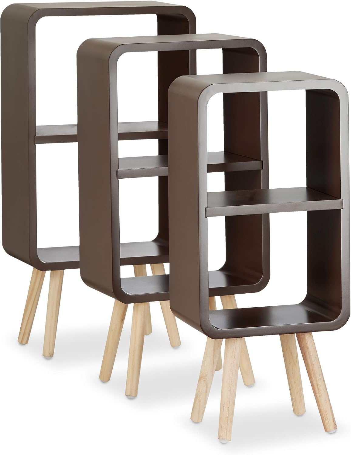 Relaxdays Standing Shelves Set of 3, Living Room Bookcase with 2 ...
