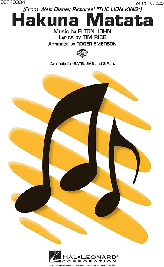 Elton John: Hakuna Matata (2-Part Choir). Sheet Music for 2-Part Choir ...