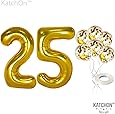 Amazon.com: Number 25 and Gold Confetti Balloons - Large, 40 Inch Foil ...