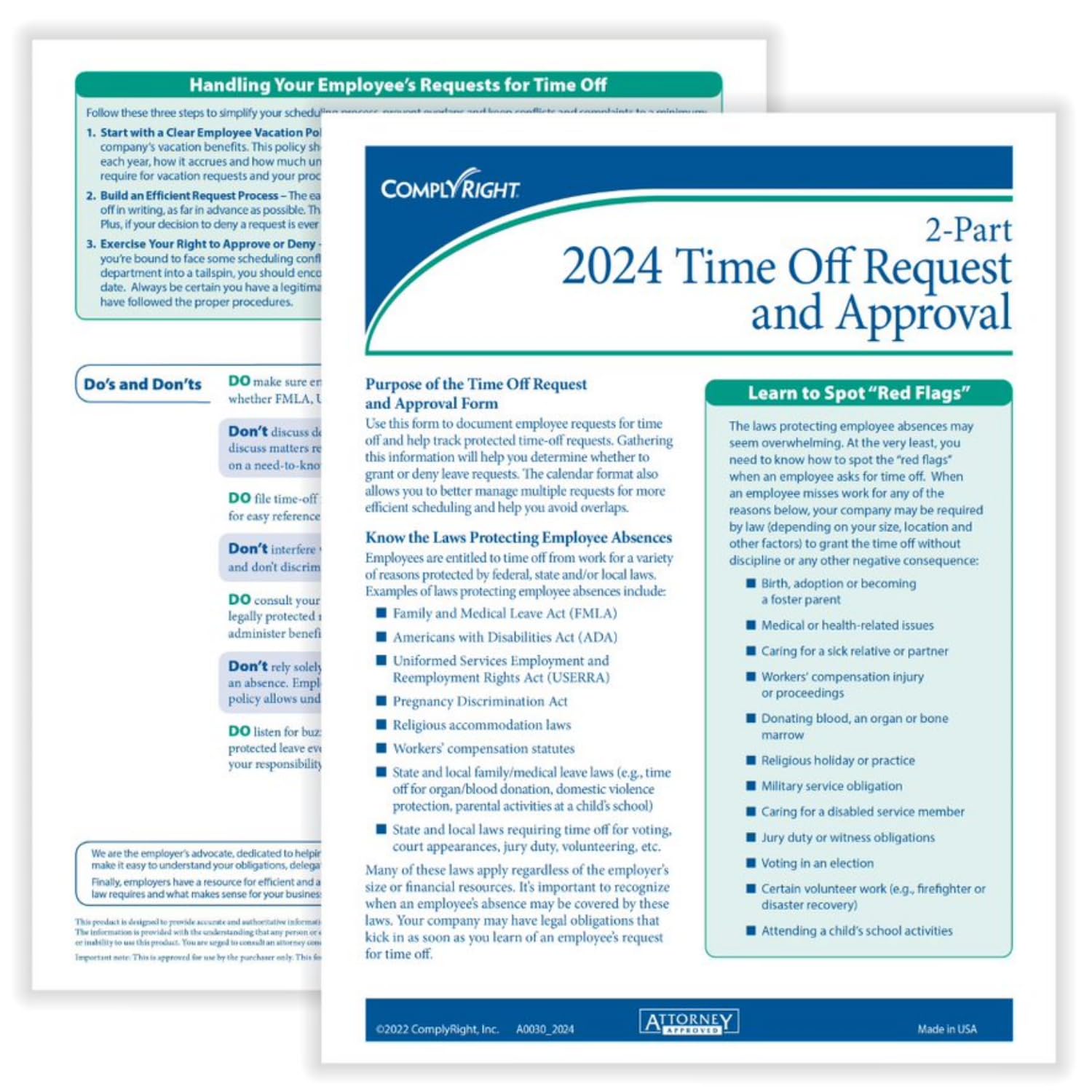 ComplyRight 2024 Time Off Request And Approval Form, 2-Part, Pack Of 50 ...