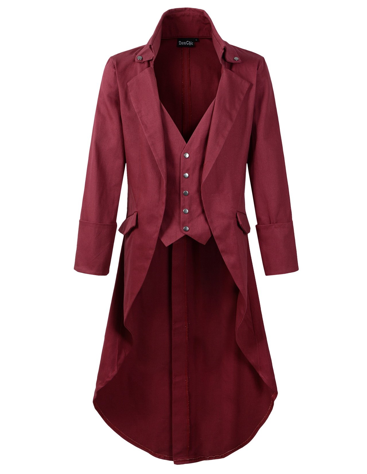 DarcChic Mens Gothic Tailcoat Jacket Black Steampunk VTG Victorian High ...