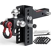 Amazon.com: TYT Adjustable Trailer Hitch Tri Ball Mount with Tow Hook ...
