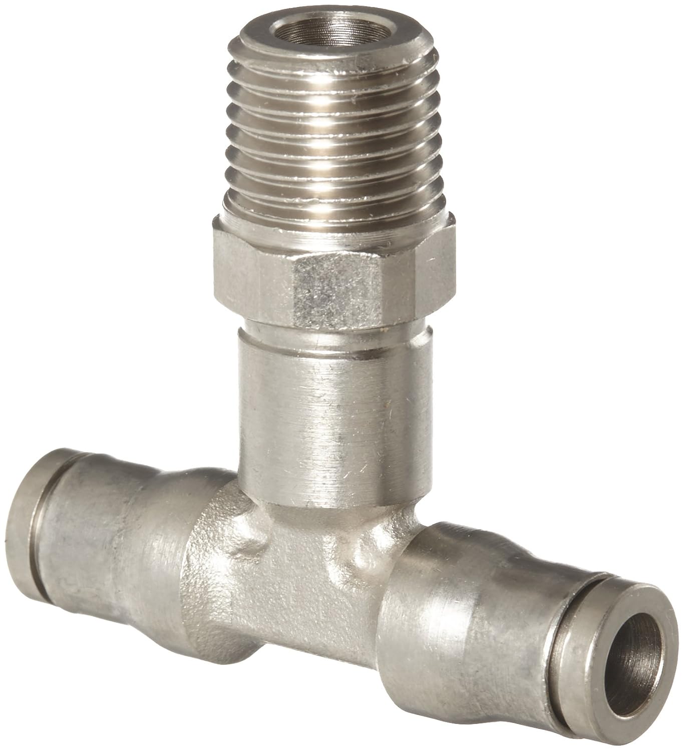 Branch Tee Legris 3608 08 13 Nickel-Plated Brass Push-to-Connect Fitting 8 mm Tube OD x 1/4 BSPT ...