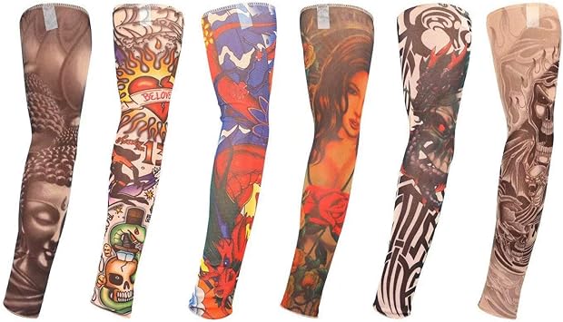 TAGVO Faux Bras de Tatouage Manches, 6pcs Couvertures Extensibles ...