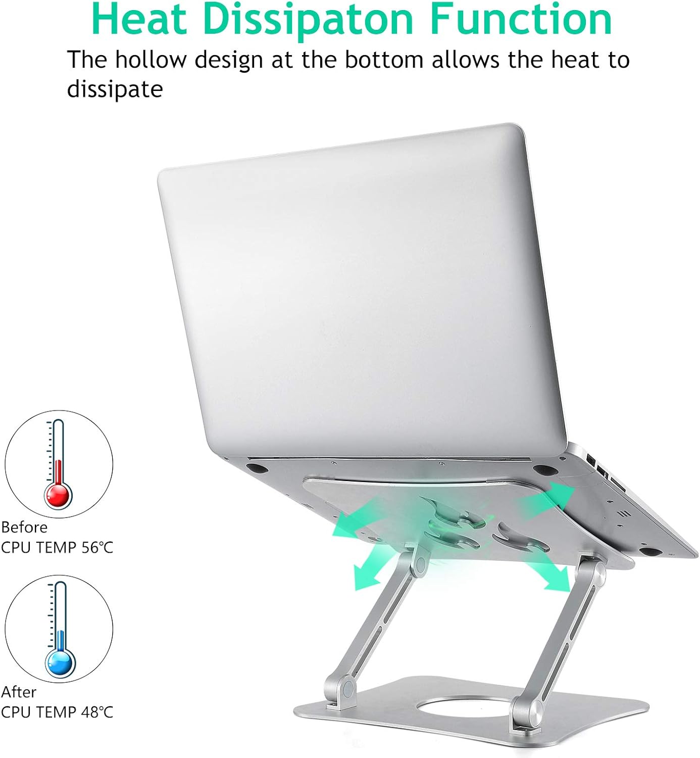 Laptop Stand, Ergonomic Height Angle Lapdesk, Adjustable Aluminum Alloy ...