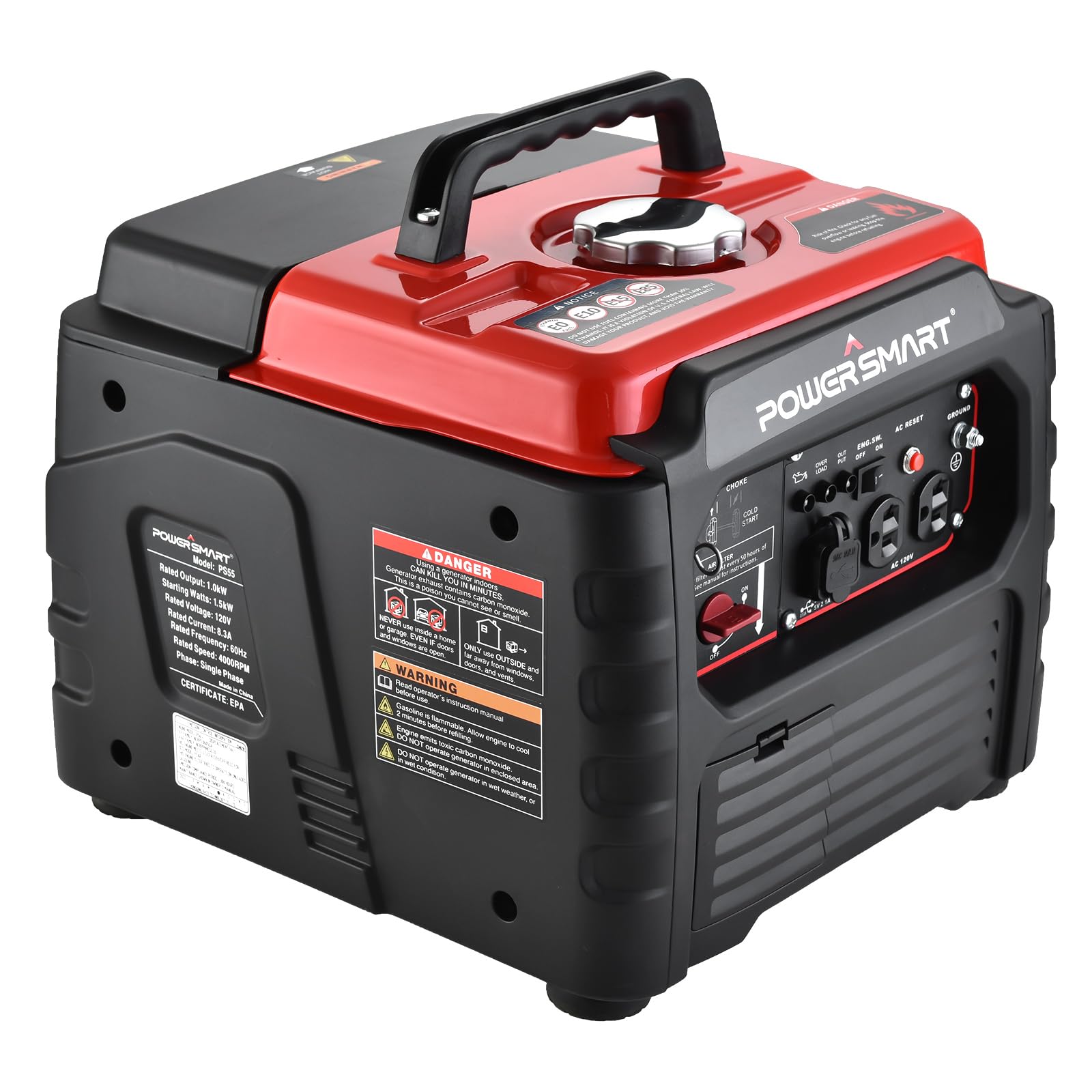 PowerSmart 1500-Watt Gas Powered Portable Inverter Generator, Super ...