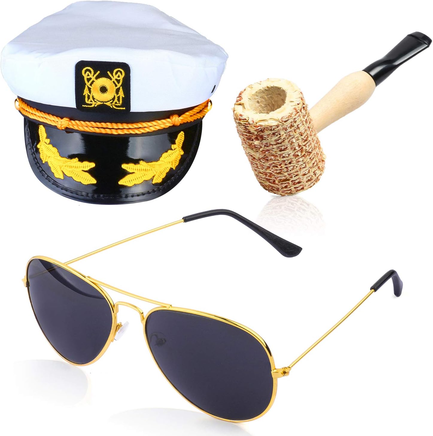 Beelittle Yacht Captain Hat Costume Accessories Set Adjustable Boat ...