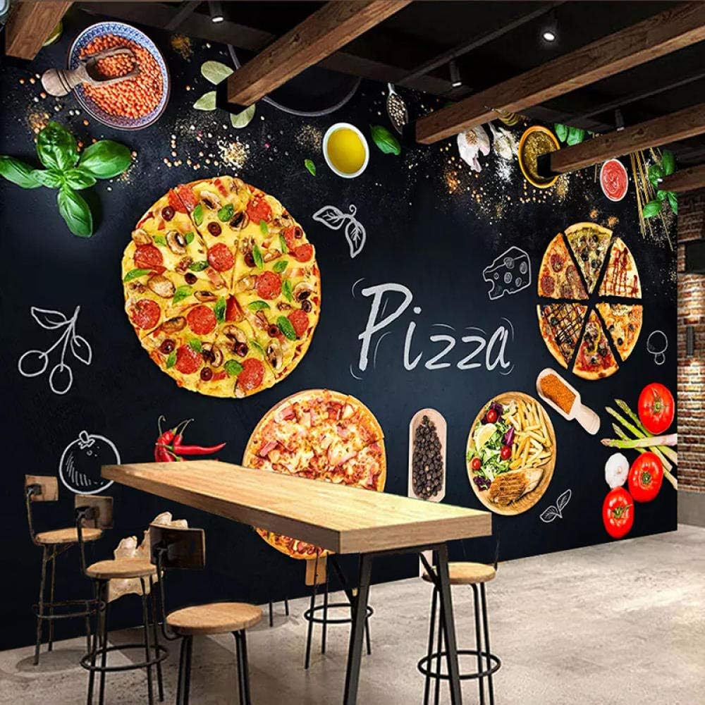 CQDSQN 3D Auto-adhésif PVC Papier peint Pizzeria tableau noir photo ...