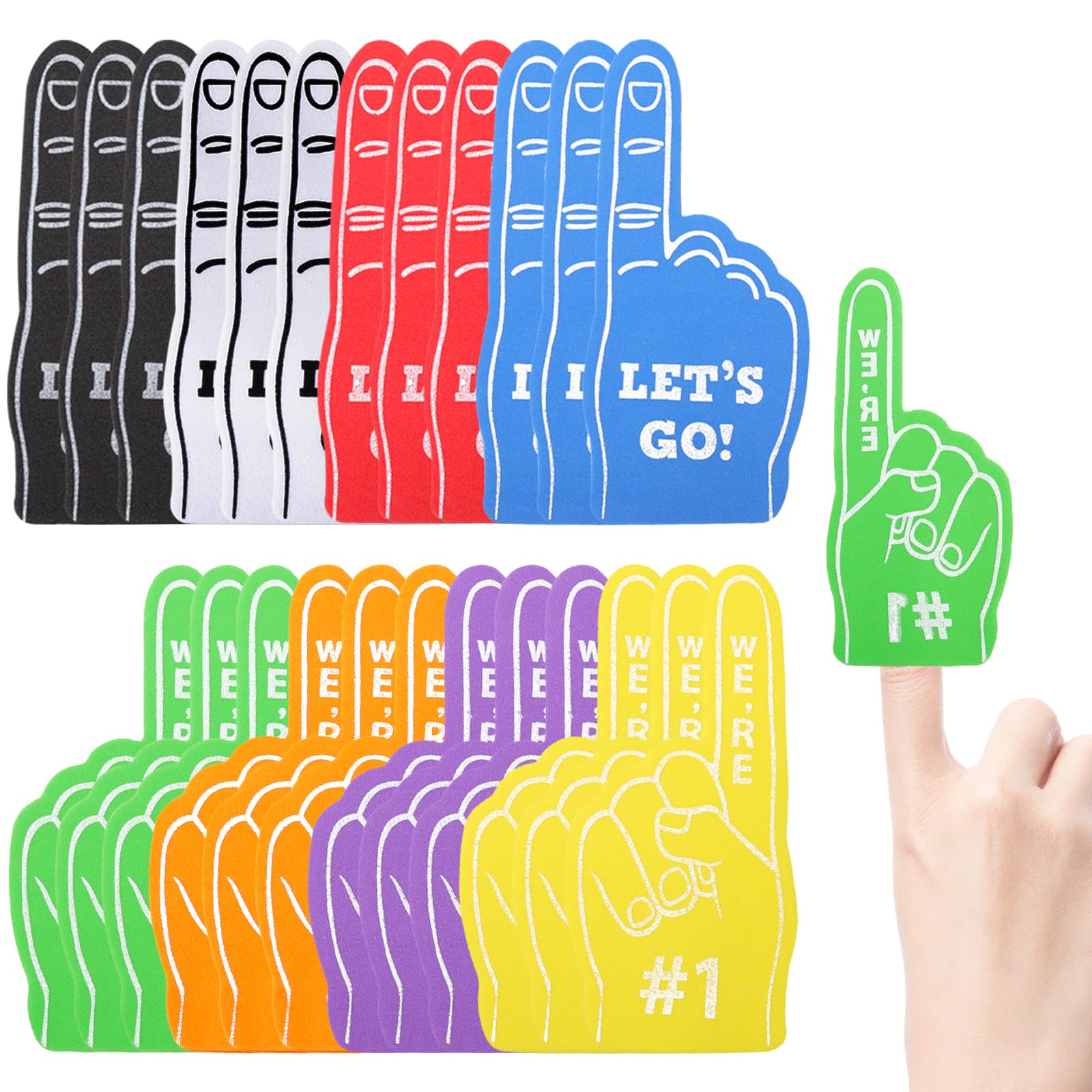loghohu 24PCS Foam Finger, Mini Foam Fingers Sport Fan Foam Fingers ...
