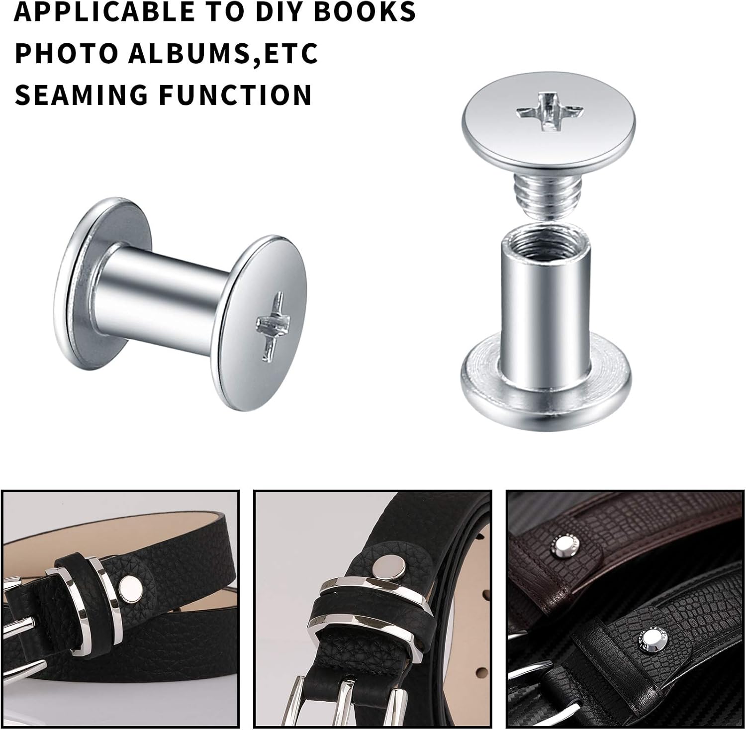 100 Pcs Leather Rivets Double Cap Screw, Book Binding Rivet, Nickel ...