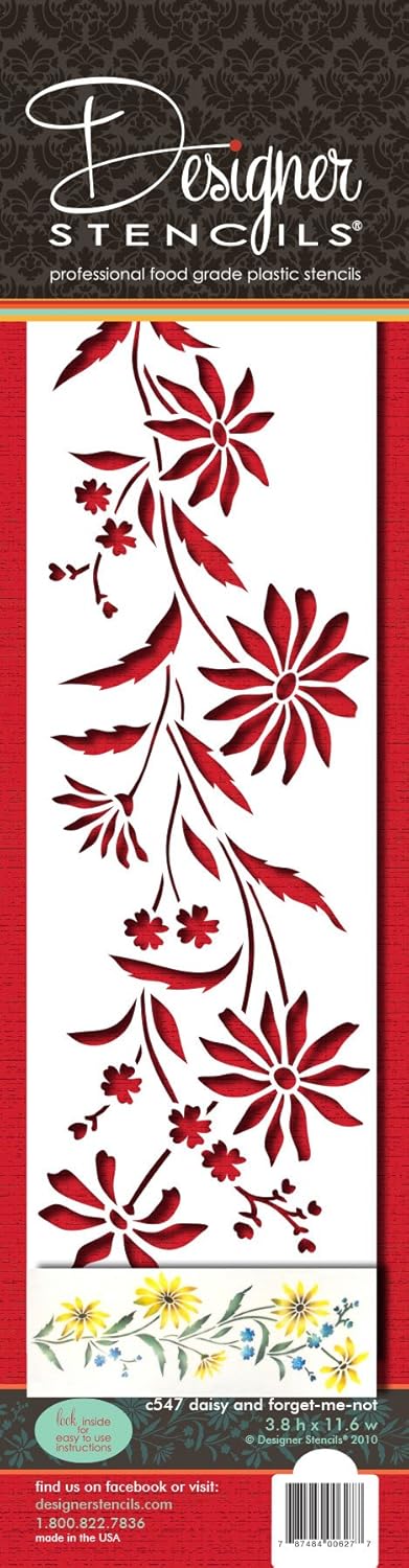 Designer Stencils Daisy and Forget Me Not Stencil: Amazon.co.uk ...