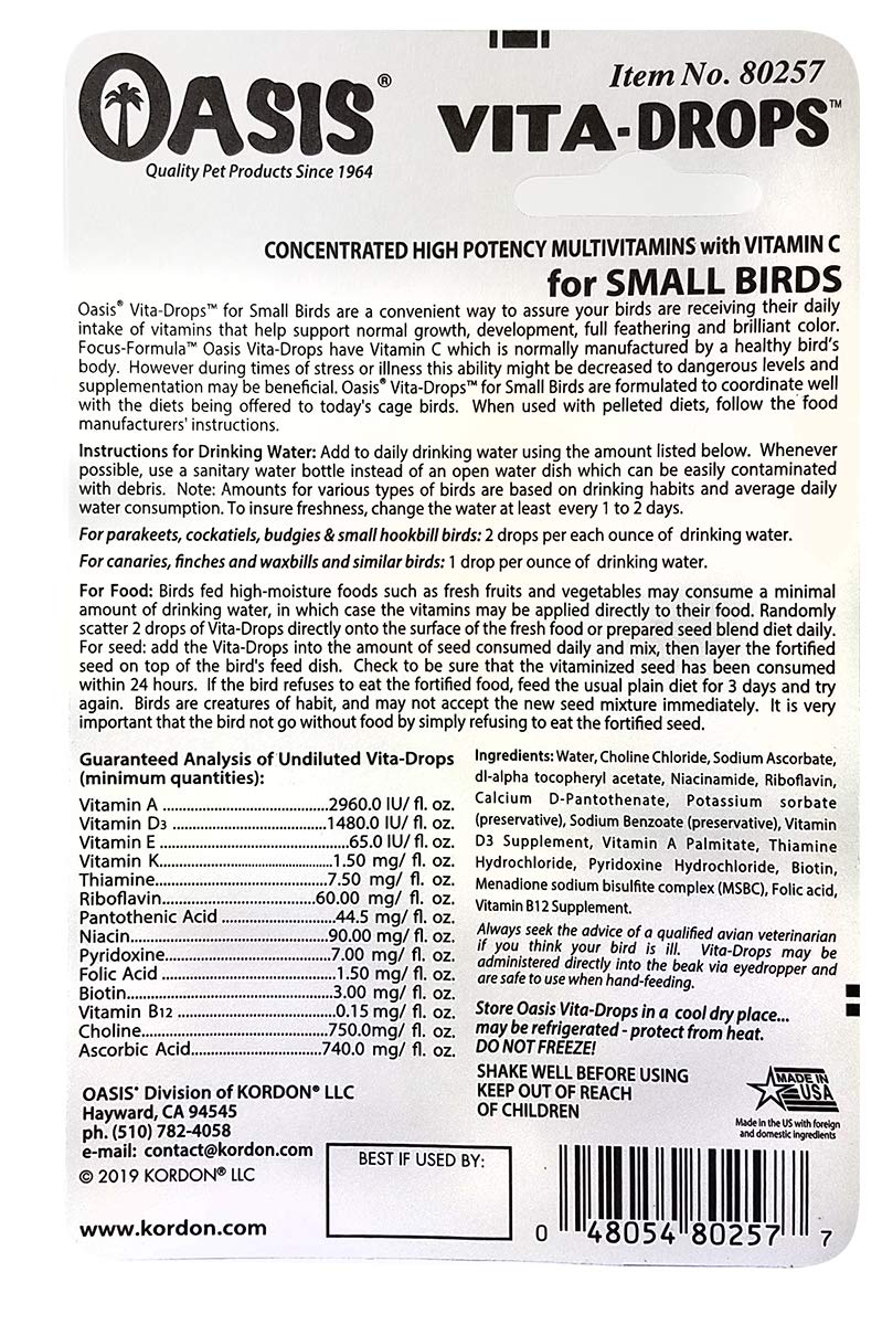 Mua OASIS #80257 Vita Drops for Small Birds, 2- ounce liquid ...