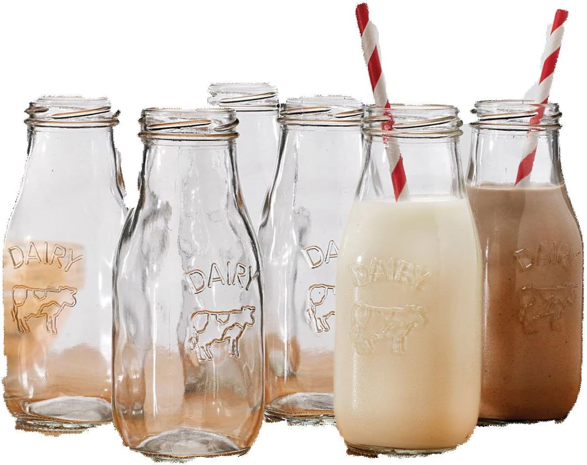 Amazon.com | Circleware Country 11-Ounce Milk Bottles, Set of 6: Mixed ...