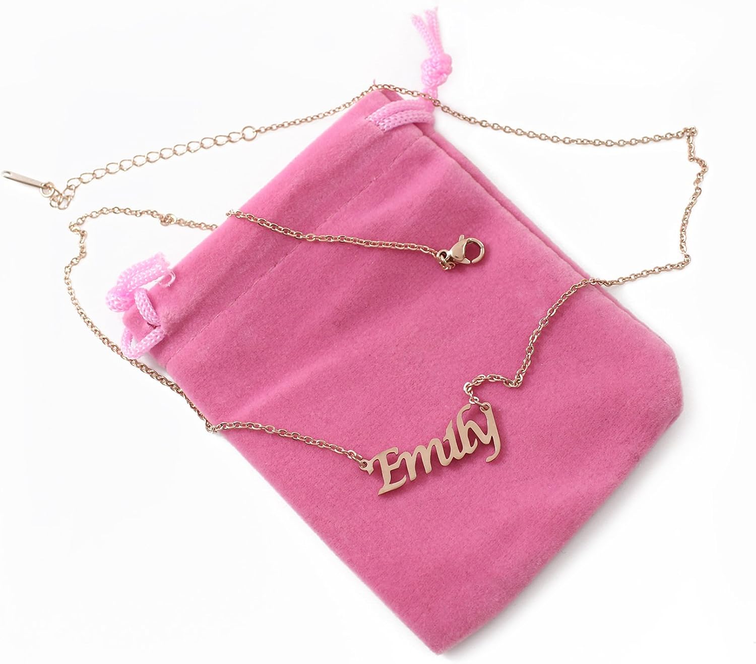 Kigu Emily Personalised Name Necklace – 18ct Rose Gold Plated Necklace ...