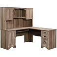 Amazon.com: Sauder Harbor View Corner Hutch Desk, Salt Oak Finish ...