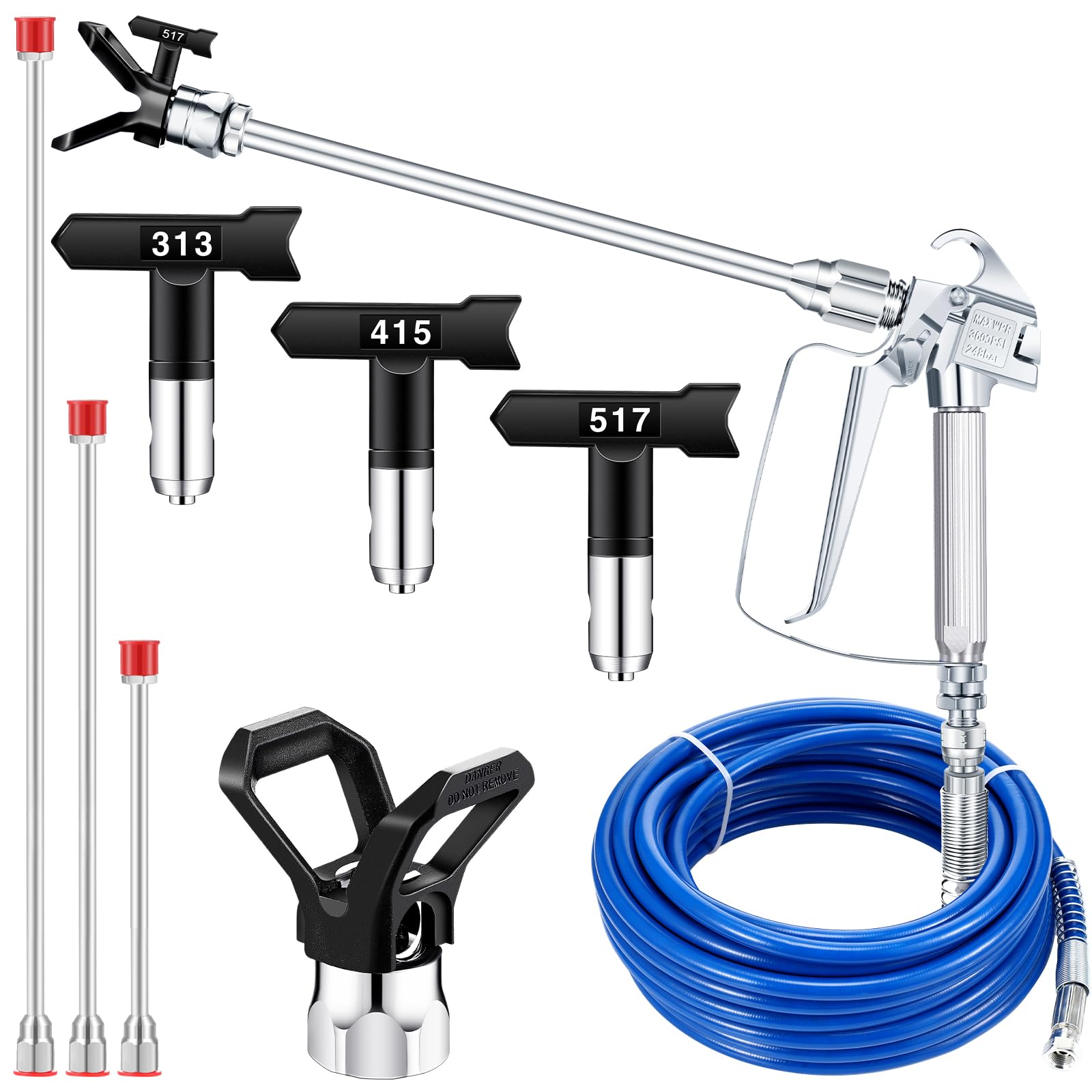 9 Pcs Airless Sprayer Gun Hose Kit 50ft 3600psi High Pressure Fiber ...