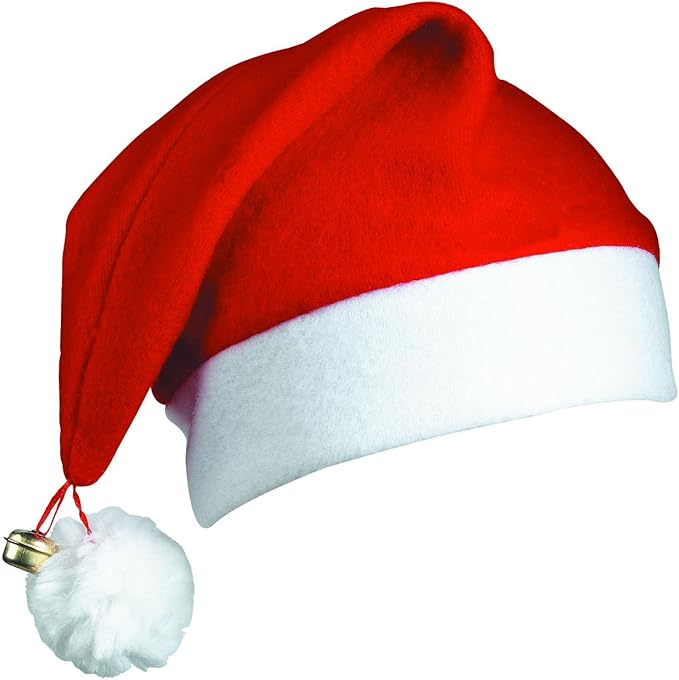 12 SANTA HATS - PACK OF 12 DELUXE CHRISTMAS SANTA CAPS WITH BELL ...