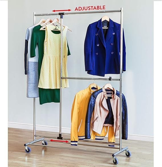 Tafkraft Marvel – Portant à Vêtements Extensible Roulant 2 Tringles ...