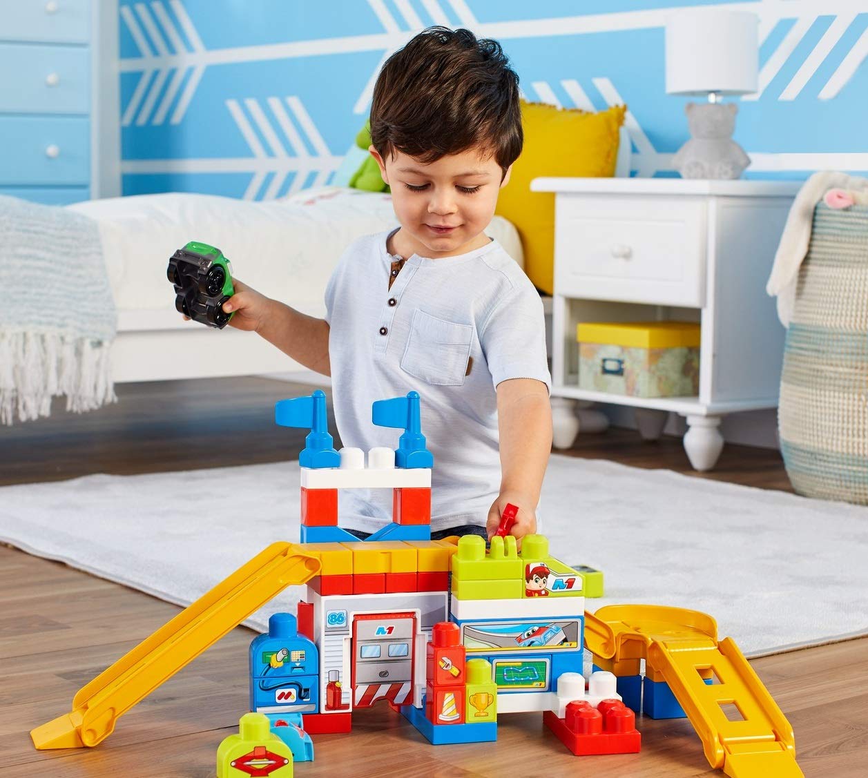 Mega Bloks First Builders Race Car Garage With Big Building Blocks ...