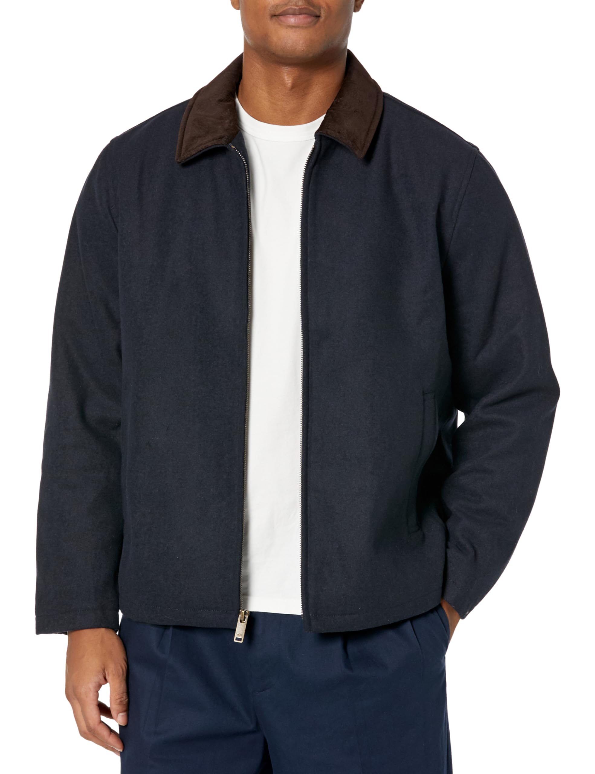 Dockers Men's Wool Blend Zip Up Jacket with Quilted, Navy (Without Bib ...