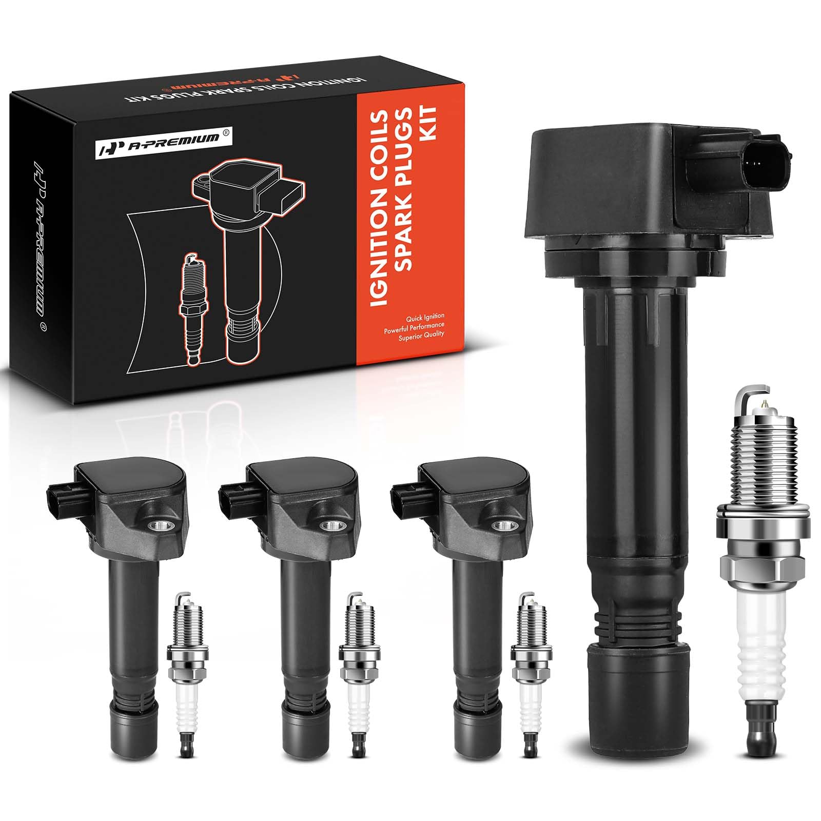 A-Premium Set of 4 Ignition Coil Pack and Iridium Spark Plugs ...