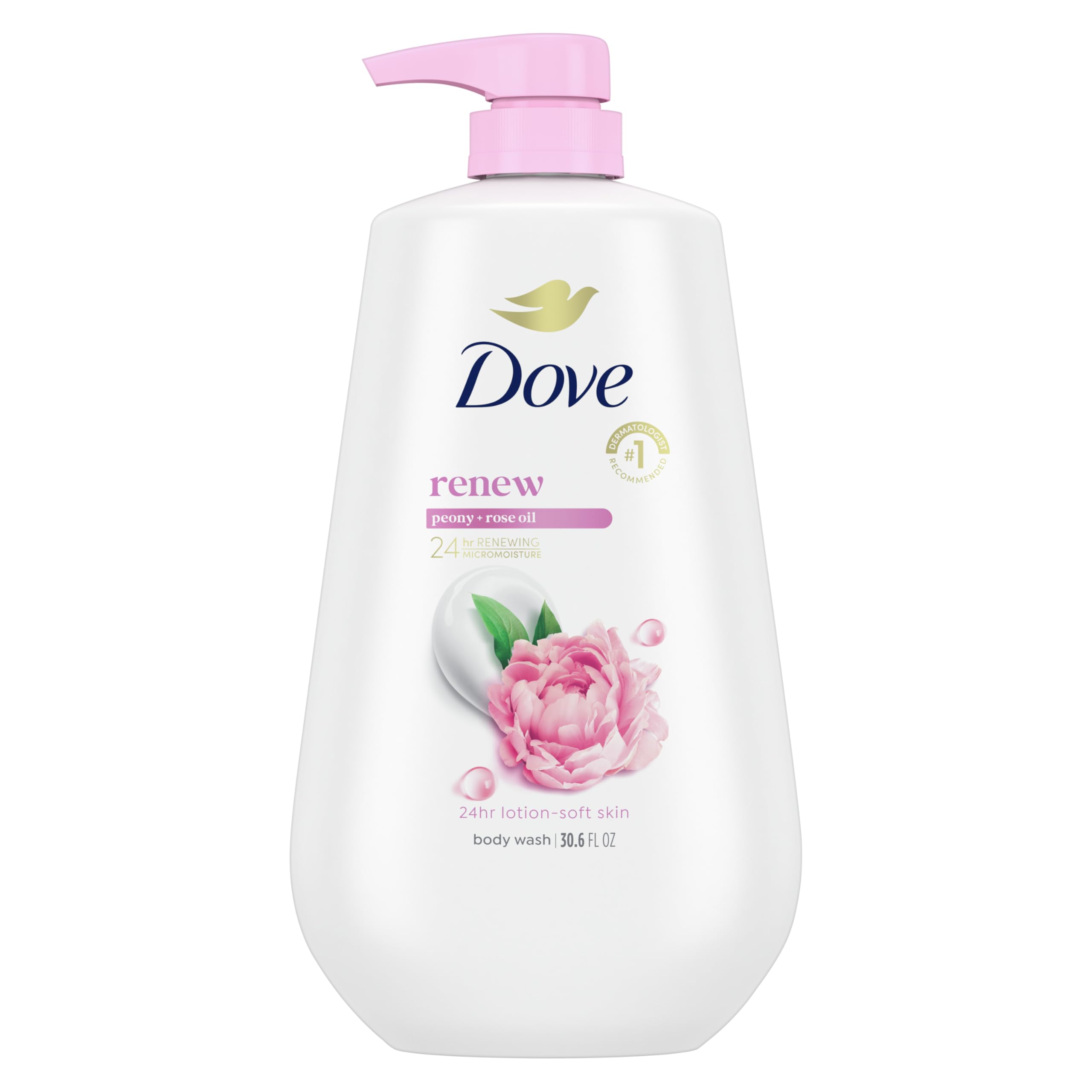 Dove Body Wash with Pump Renew Peony & Rose Oil For 24hr Lotion-Soft ...