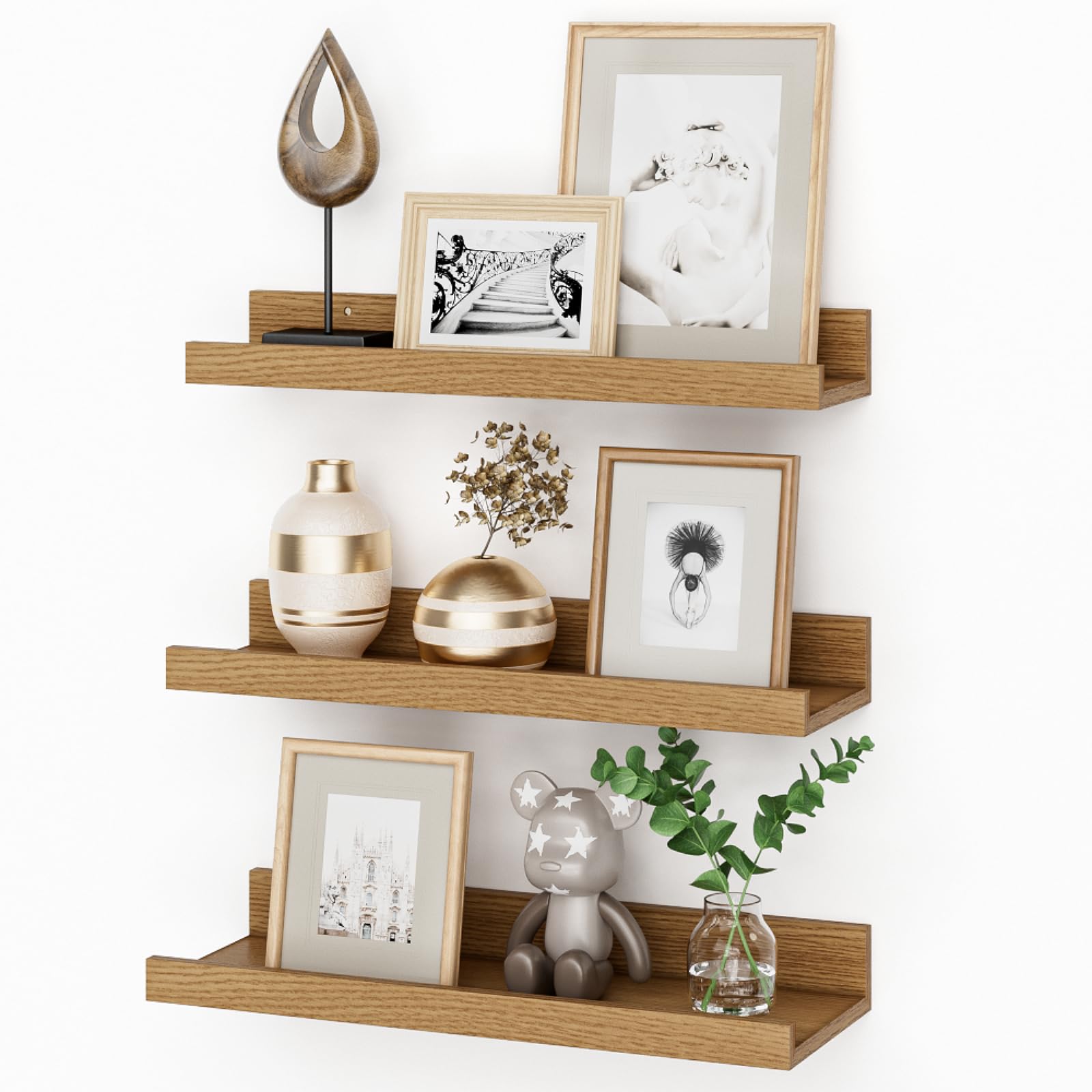 Heimlove 16 Inch Picture Ledge Shelf with Lip,Floating Shelves for Wall ...