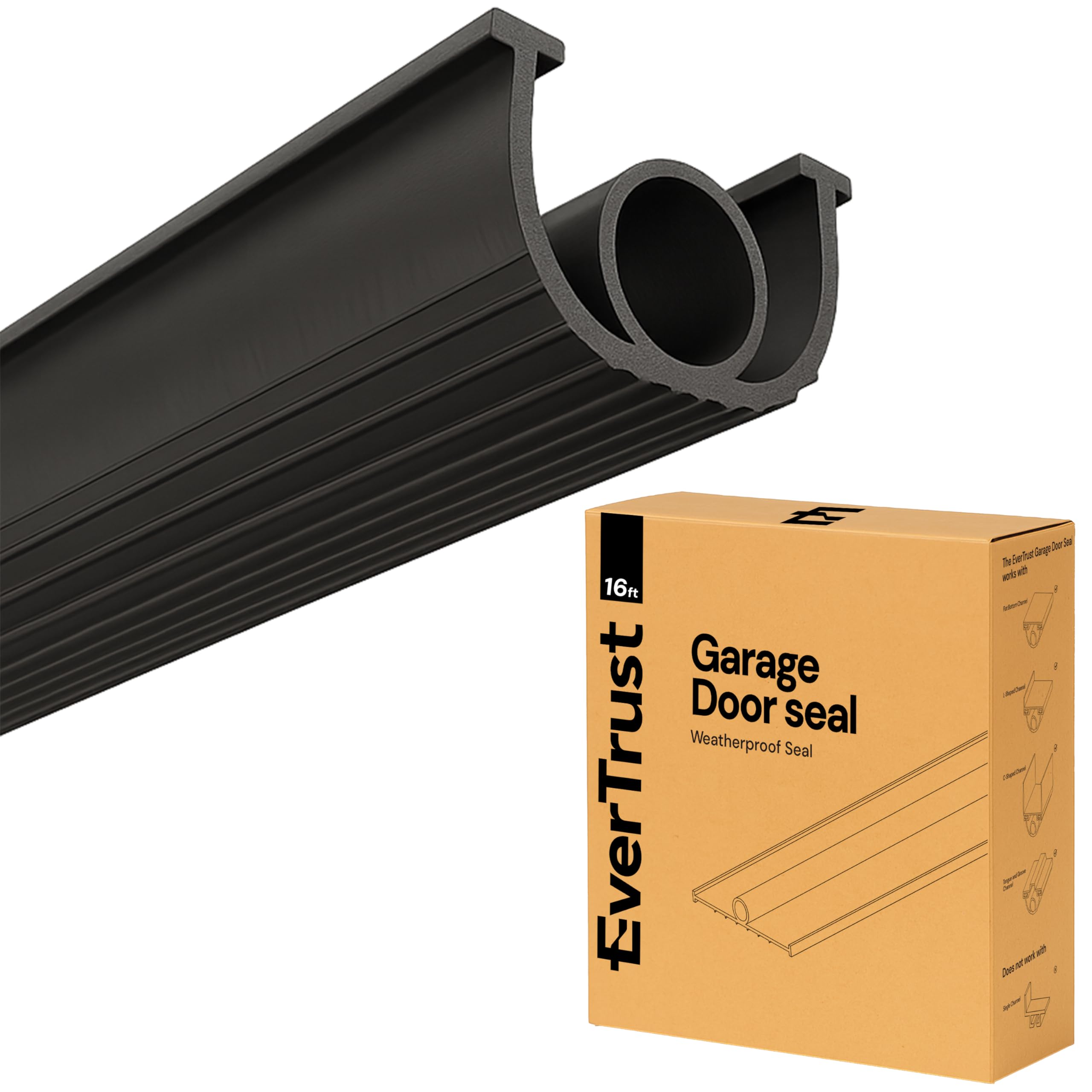 EverTrust Garage Door Bottom Seal – Weatherproof Stripping Rubber Seal ...