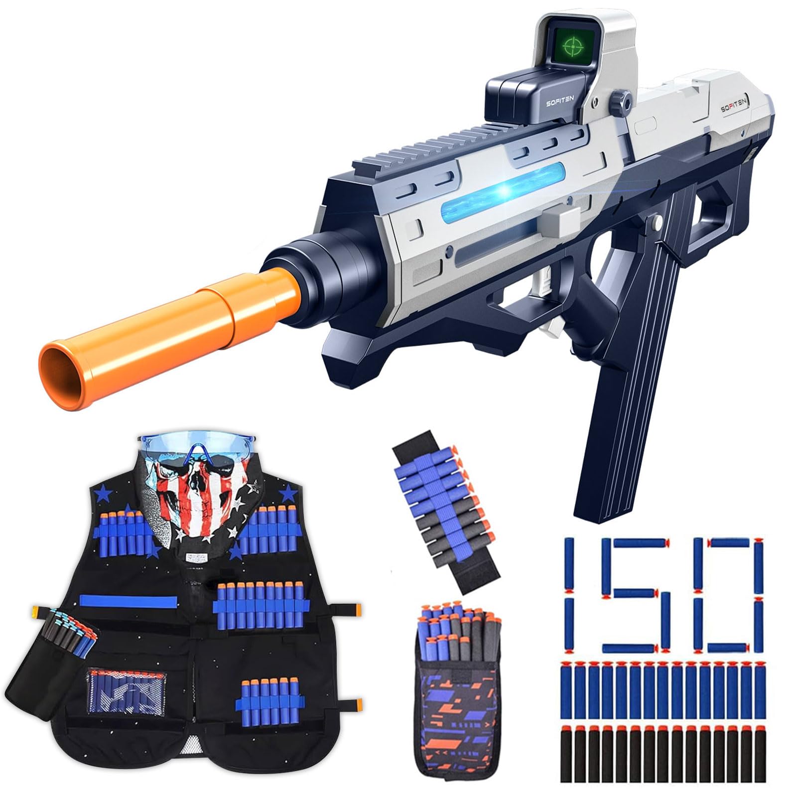 SOFITEN Automatic Toy Foam Blaster Gun Realistic Soft Bullet Toy Gun ...