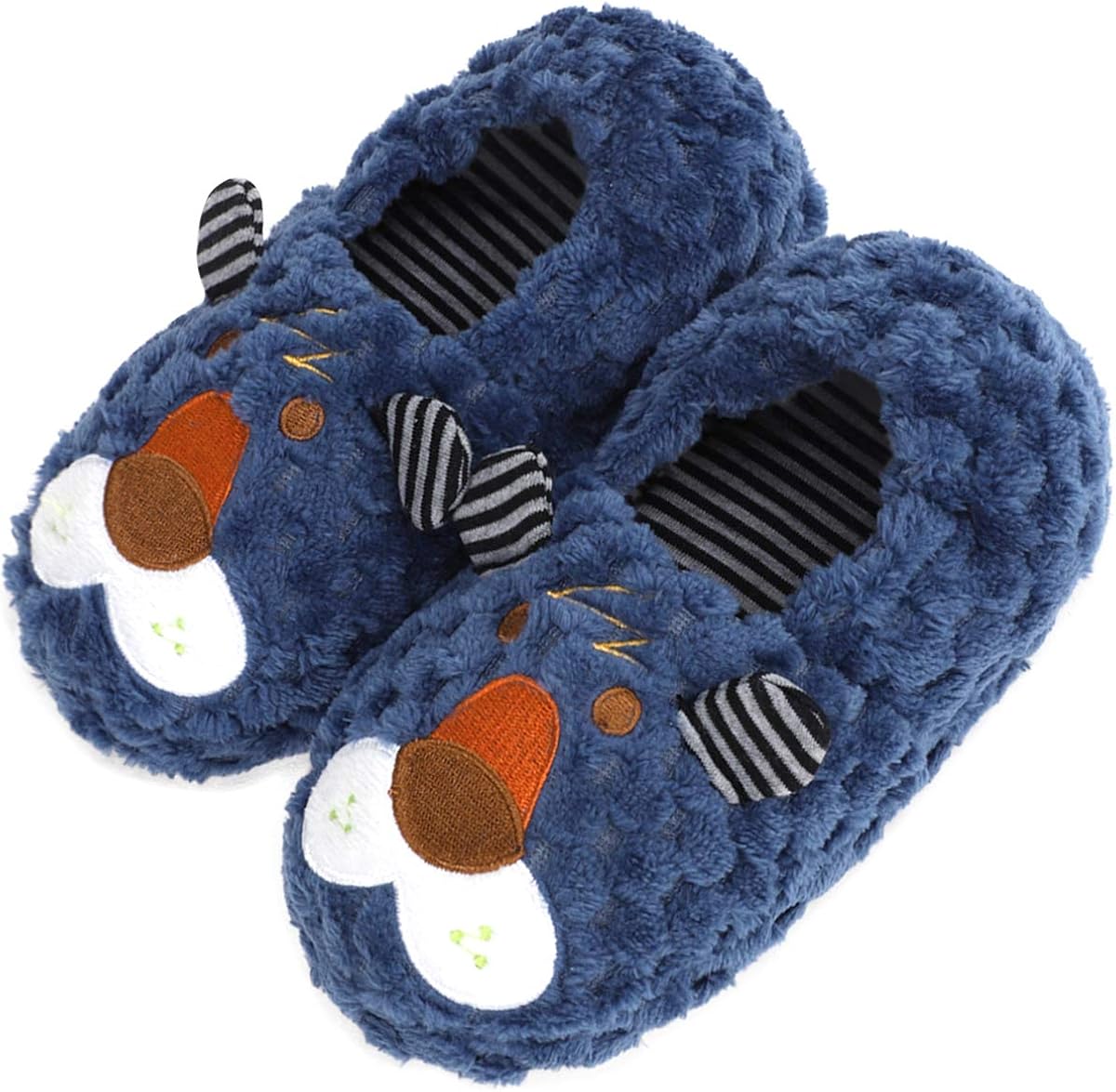 Amazon.com | Boys Girls House Slippers Toddler Kids Cute Cartoon Fluffy Fleece Plush Home ...