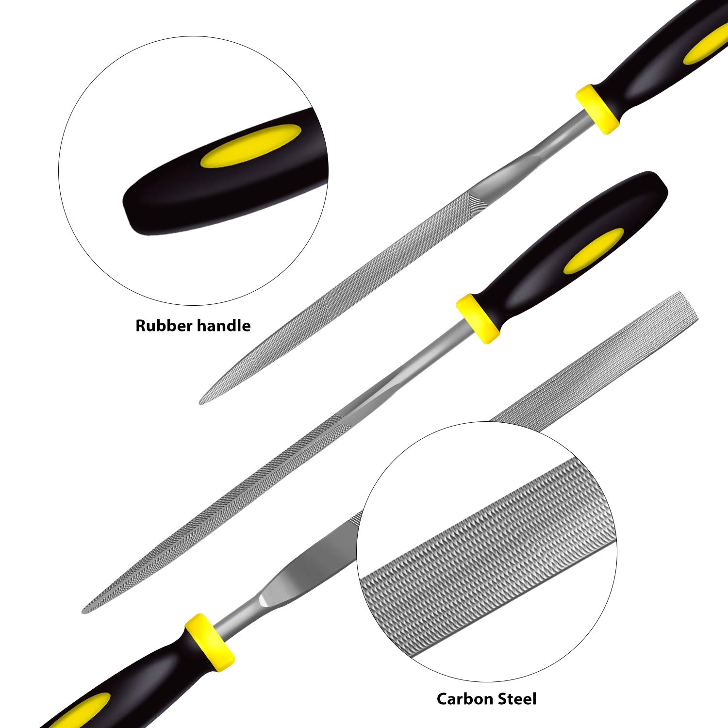 kapoua Hand Metal Needle File Set, 6 Pieces Hardened Alloy Strength ...