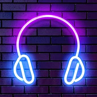 Amazon.com: Headset Neon Signs LED Night Light Neon Game USB Operated ...