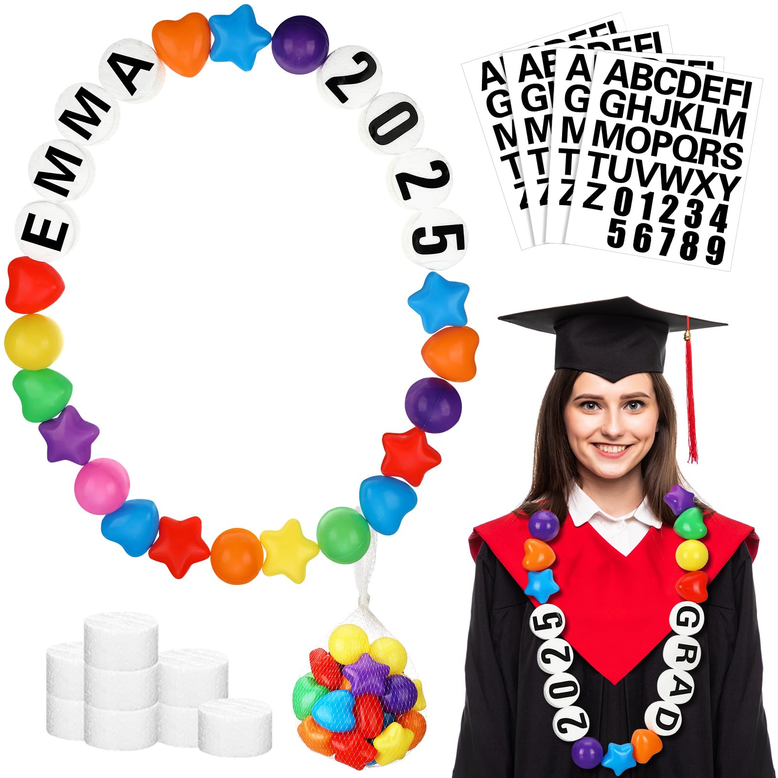 RoundFunny DIY Graduation Leis Colorful Friendship Graduation Necklace ...