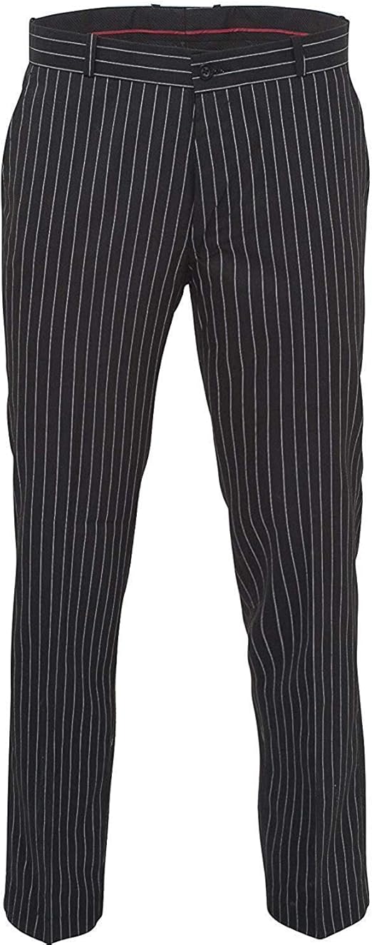 Relco Mens Stay Press Classic Pinstripe Trousers Sta Press Retro Mod ...