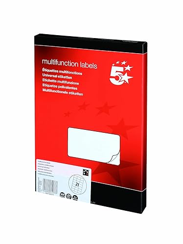 5 Star Addressing Labels Laser 21 per Sheet 63.5x38.1mm White [5250 ...