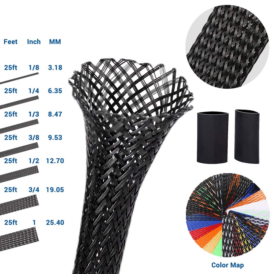 Amazon.com: Wire Loom Braided Wire Sleeve PET Braided Wire Loom 0.125 ...