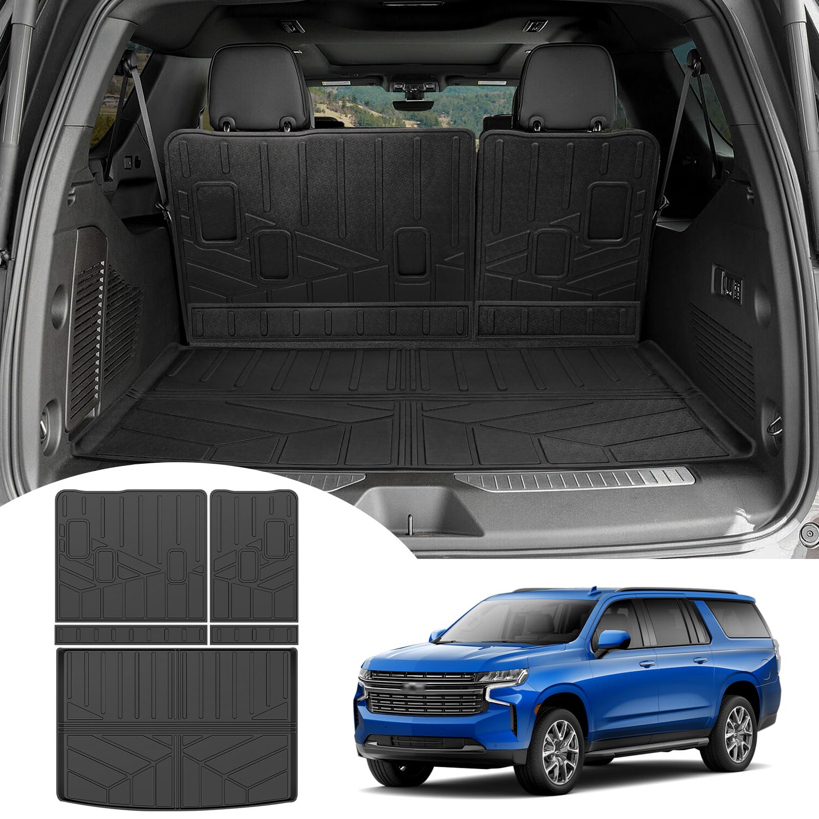 JTYZSM Trunk Mat & Backrest Mat for 2021-2024 Chevrolet Suburban/GMC ...