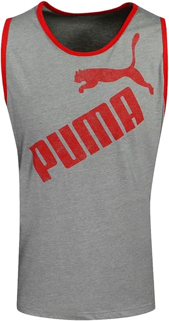 PUMA Men's #1 Tank Top, Medium Gray Heather/Puma Red, Small at Amazon ...