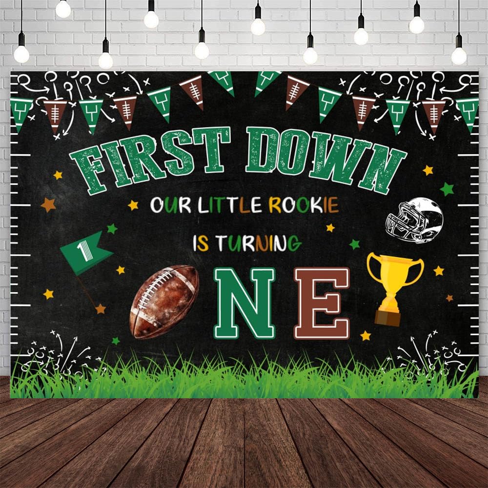 AIBIIN 7x5ft First Year Down 1st Birthday Backdrop Our Little Rookie is ...