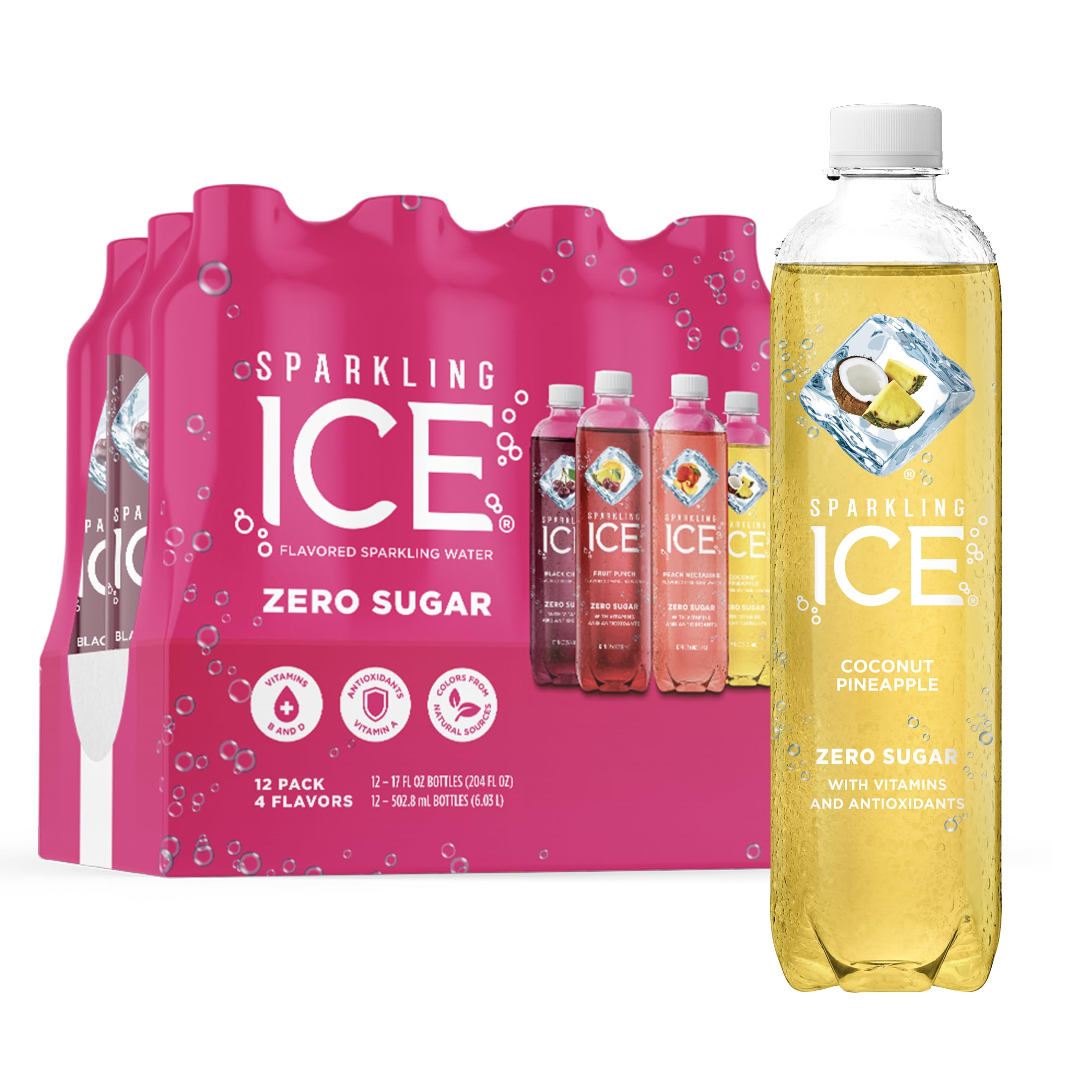 Mua Sparkling Ice Pink Variety Pack, Flavored Sparkling Water, Zero Sugar, and Vitamins and ...
