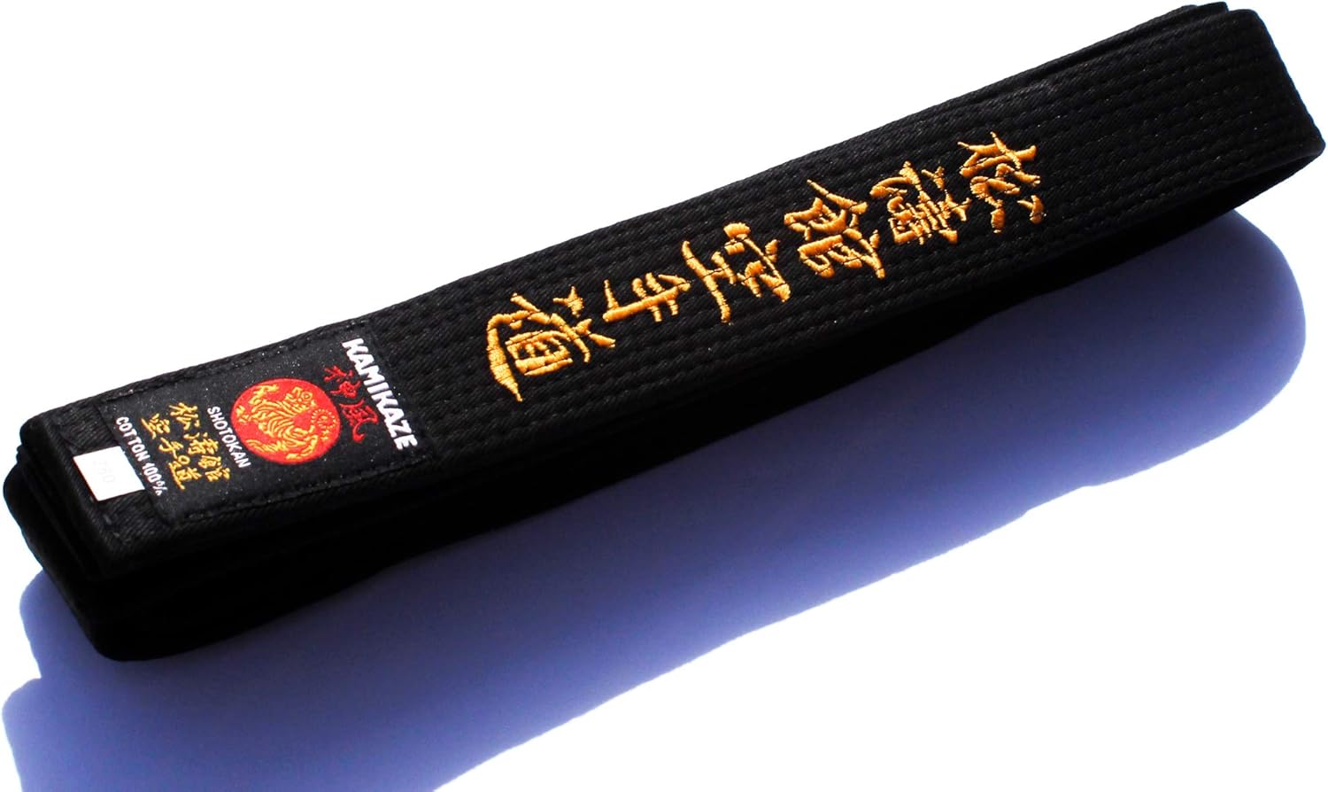 Amazon.com : Kamikaze 100% Cotton Black Belt Embroidered with Shotokan ...