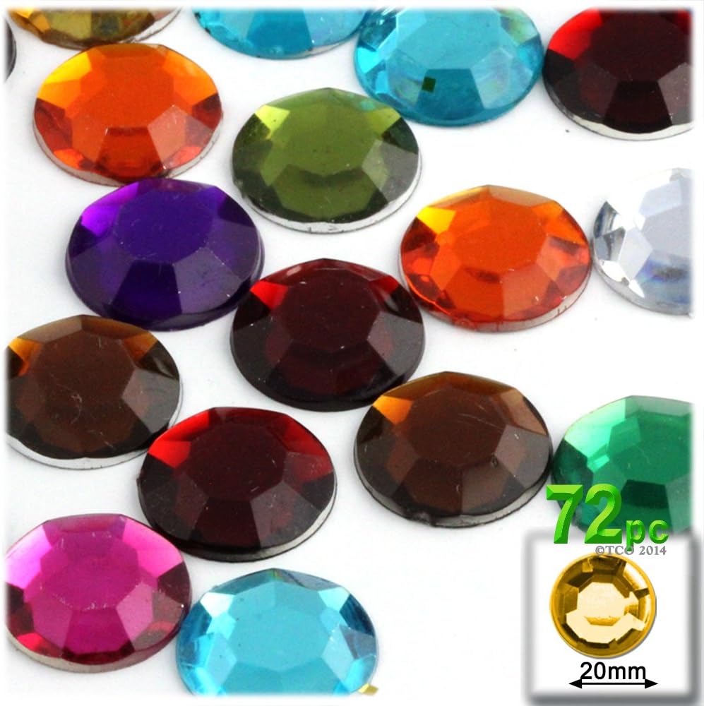 Amazon.com: 72pc Rhinestones Round 20mm - Jewel Tone Assortment