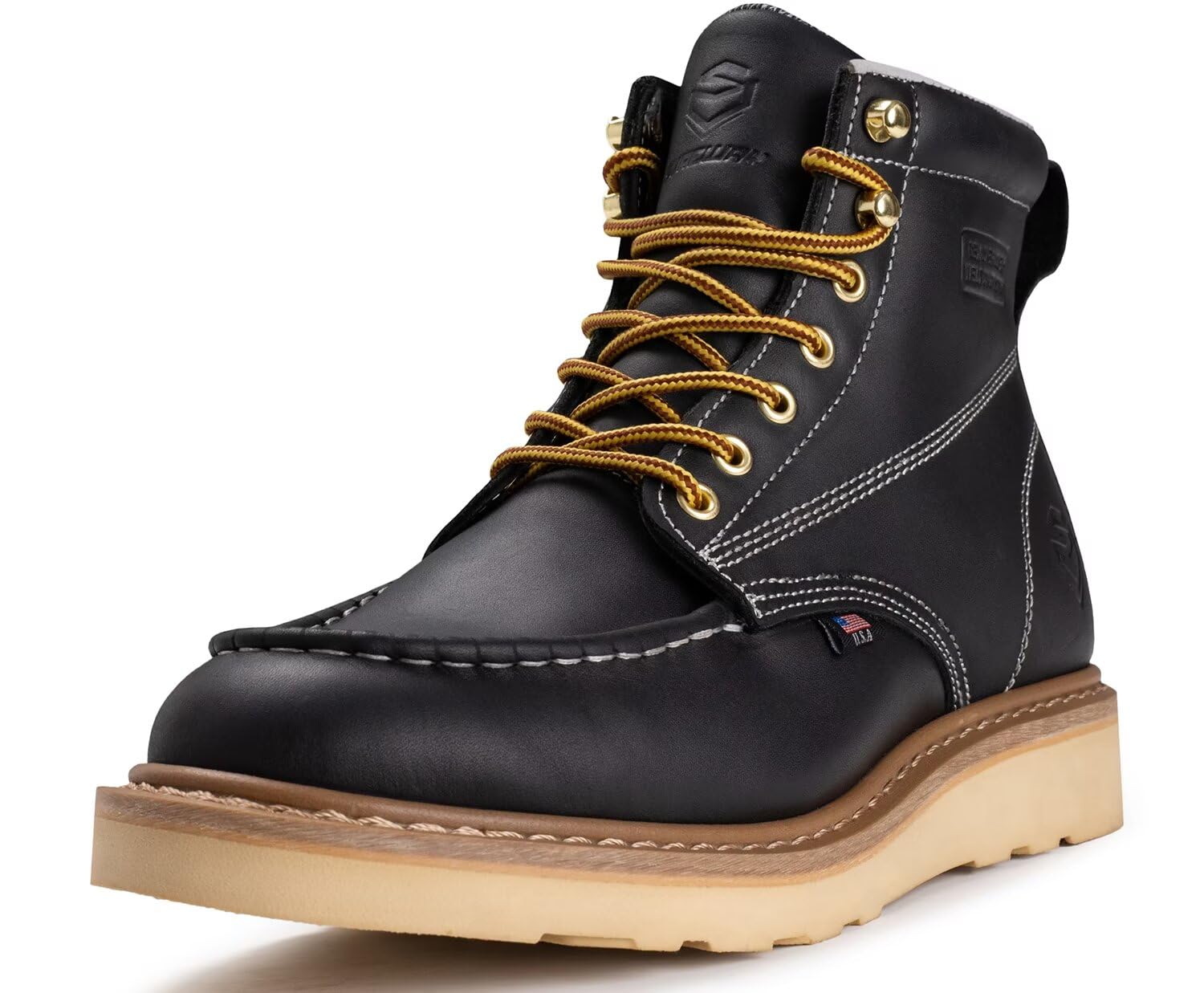 SUREWAY 6” Wedge Moc Toe Work Boots for Men - Soft Toe, Premium Full ...