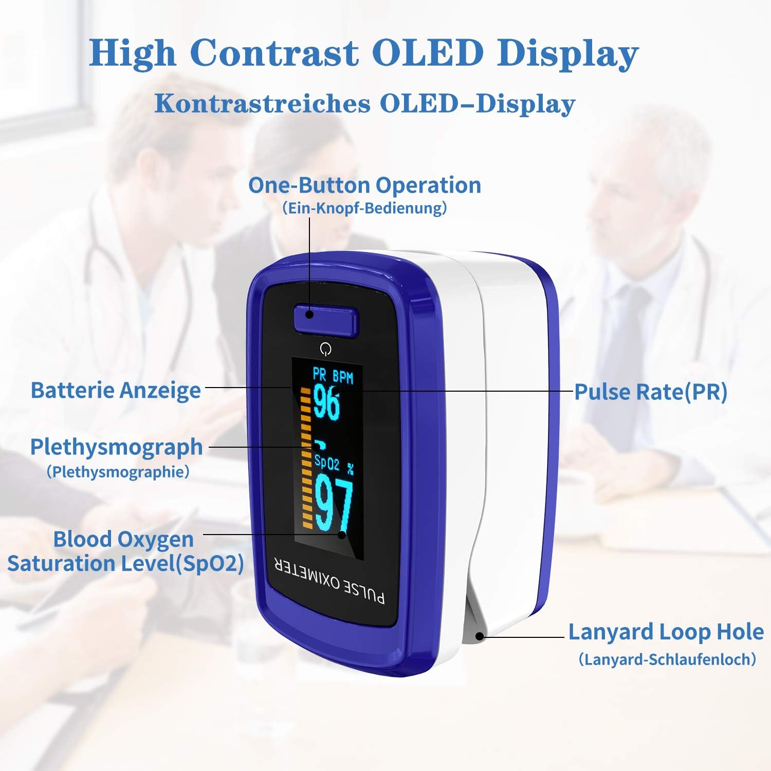 Pulse oximeters, oximeter with Pulse Bar Graph, Oxygen Saturation ...