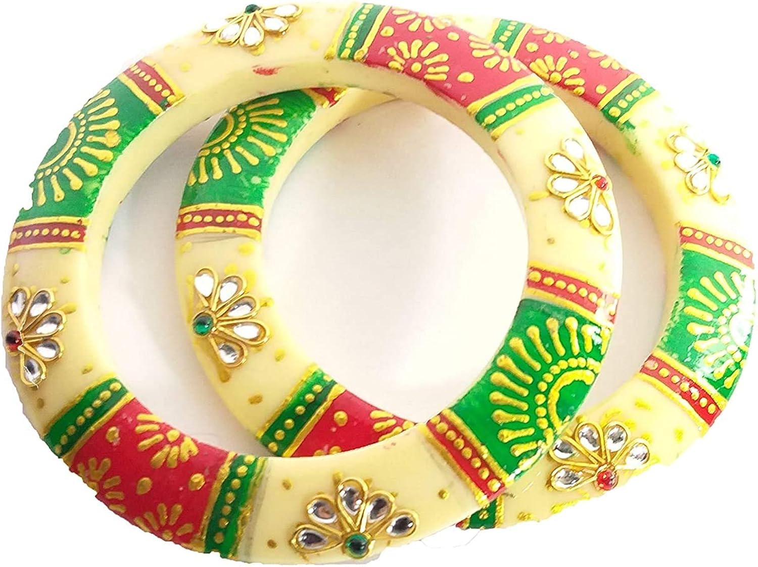 Buy Kritika Bangles Handcrafted Rajasthani Rajputi Painted Green ...