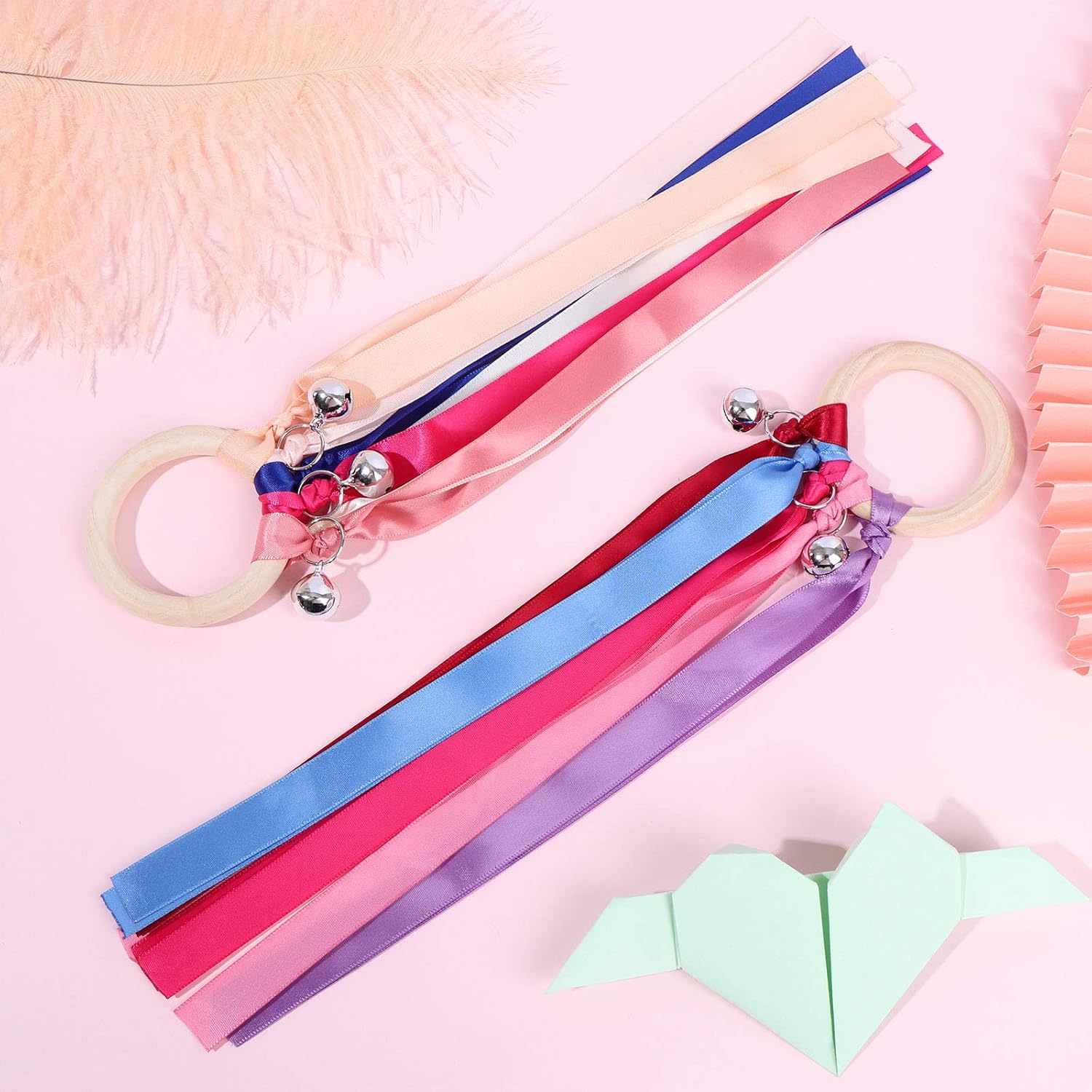 5 Pack Sensory Ribbon Ring Ribbon Sensory Toy Rainbow Hand Kite Hand ...