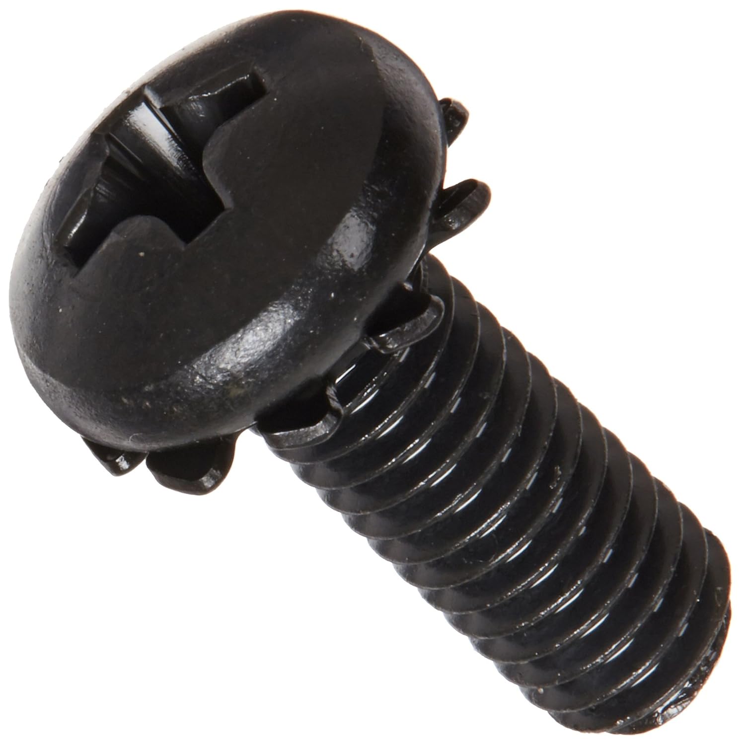 Steel Pan Head Machine Screw With External-Tooth Lock Washer, Black ...