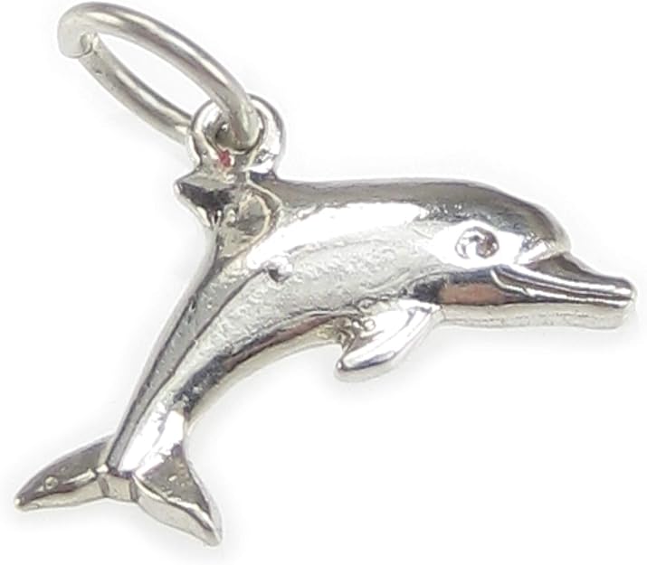 Delfín 2d plata de ley Charm .925x 1pequeños delfines encantos ec238 ...